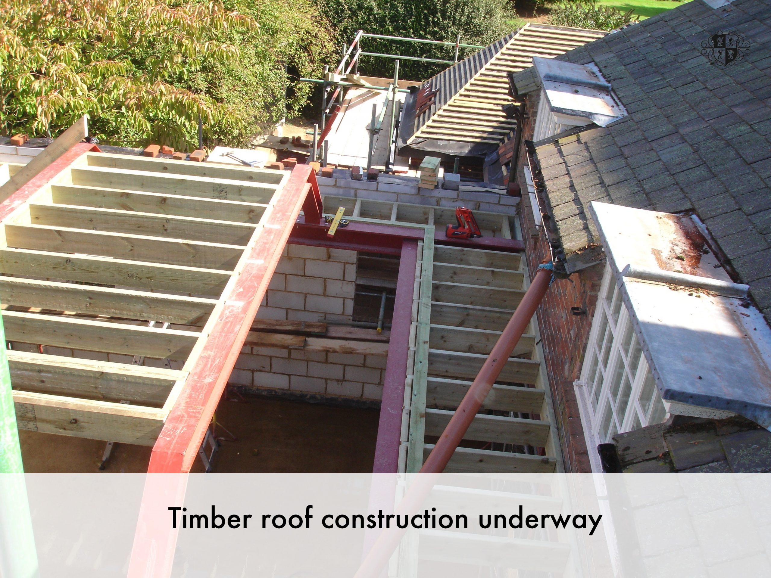 Timber roof construction underway – Robin Clevett